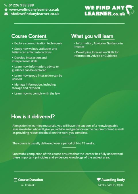 Information Advice Or Guidance Level 2 We Find Any Learner information-advice-or-guidance-level-2-we-find-any-learner