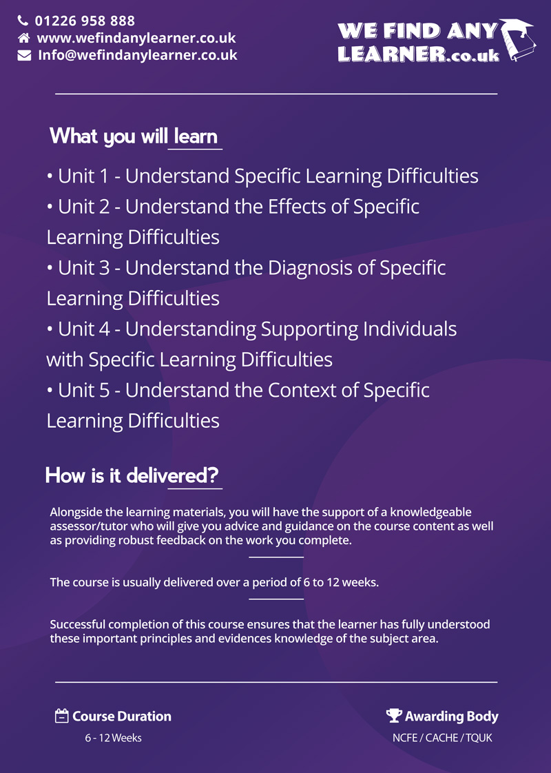 Understanding Specific Learning Difficulties Level 2 We Find Any Learner Understanding Specific Learning Difficulties Level 2 We Find Any Learner