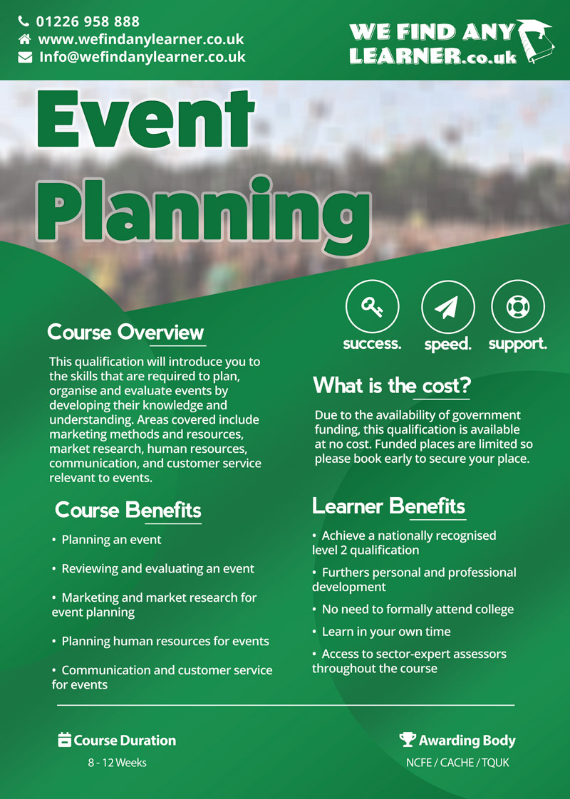 Event Planning Level 2 We Find Any Learner