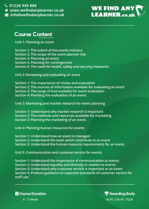 Event Planning Level 2 | We Find Any Learner