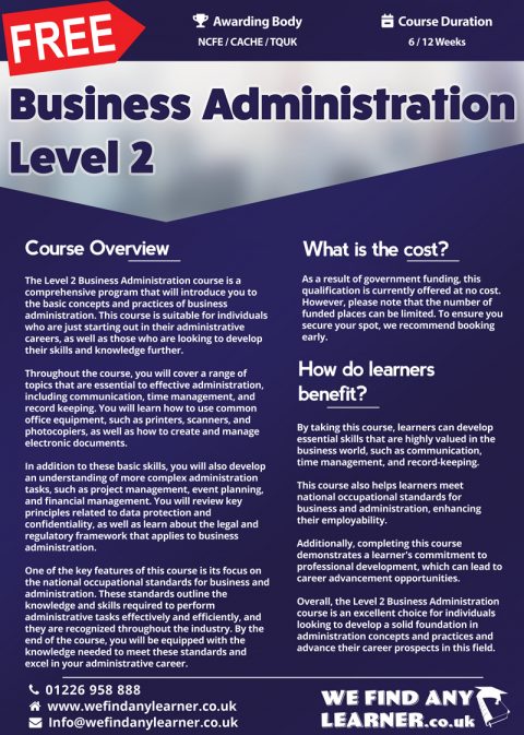 Business Administration Level 2 | We Find Any Learner