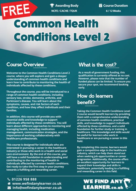 Common Health Conditions Level 2 | We Find Any Learner